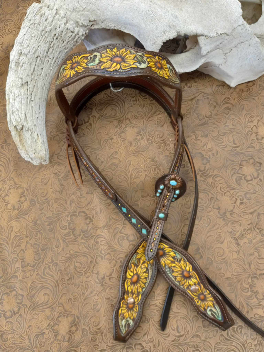 Yellow Sunflower Browband – Martiny Saddle Co.